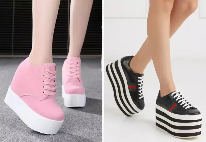 Modieuze sneakers - voor vrouwen, meisjes, wit, zwart, hoog, zonder veters, voor zomer, platform, dikke zool, adidas, nike, gucci, bestelwagens 51048_19