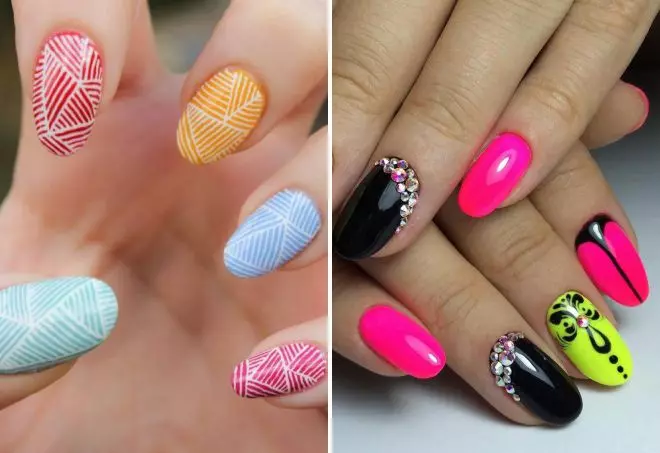 Nail Design Leto 2018 - štýlový franch, ombre, francúzsky, mesiac, čierna, červená, ružová, jemná, s kamienkami, vzor, ​​trendy, nové 51064_11