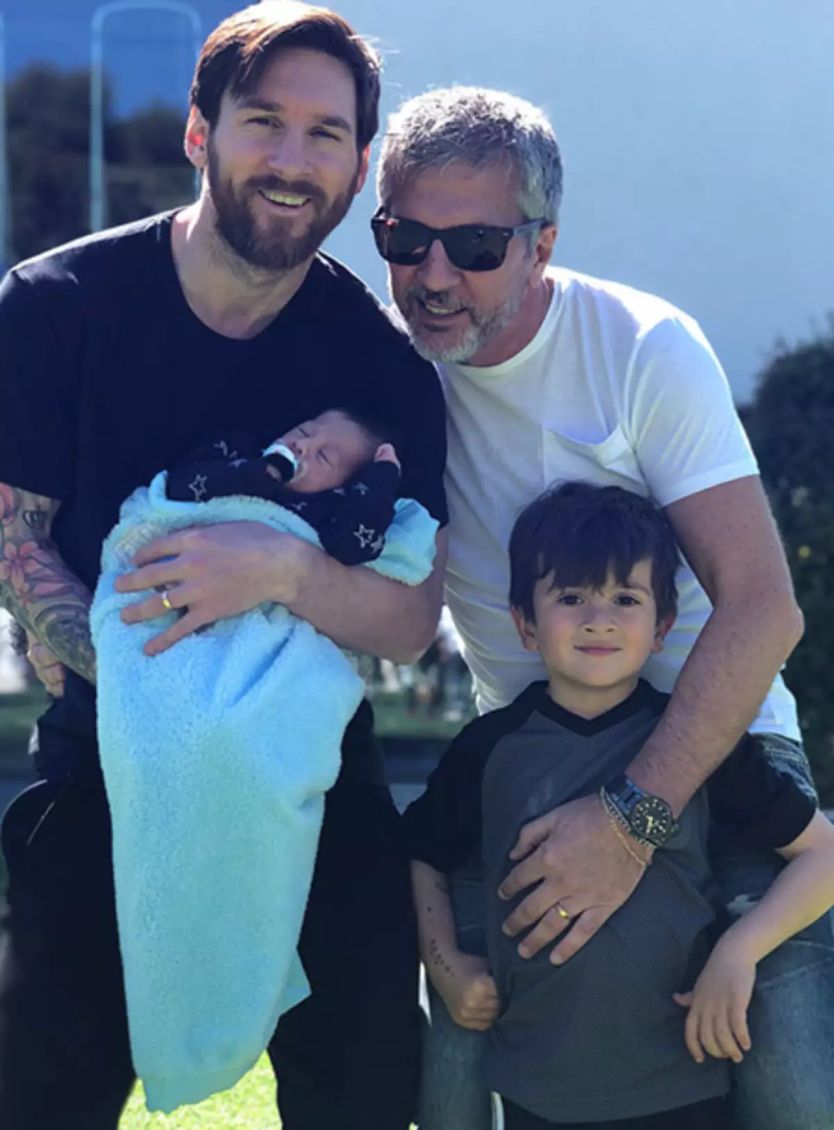 Lionel e figli di Thiago e Chiro e il Padre di Jorch Messi