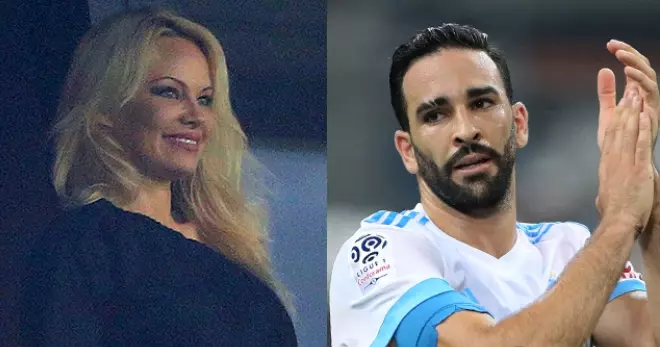 Elegantti Pamela Anderson tuki rakastettua Adil Rami jalkapallo-ottelussa Ranskassa