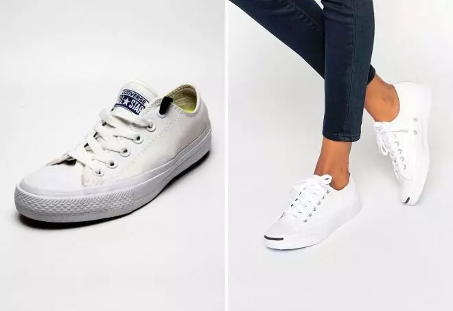 Modische weiße weibliche Turnschuhe - Converse und Lacoste, Adidas und Nike, hoch und niedrig, auf der Plattform und einem Keil 66289_17