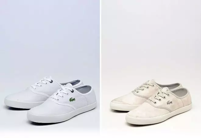 Modische weiße weibliche Turnschuhe - Converse und Lacoste, Adidas und Nike, hoch und niedrig, auf der Plattform und einem Keil 66289_22