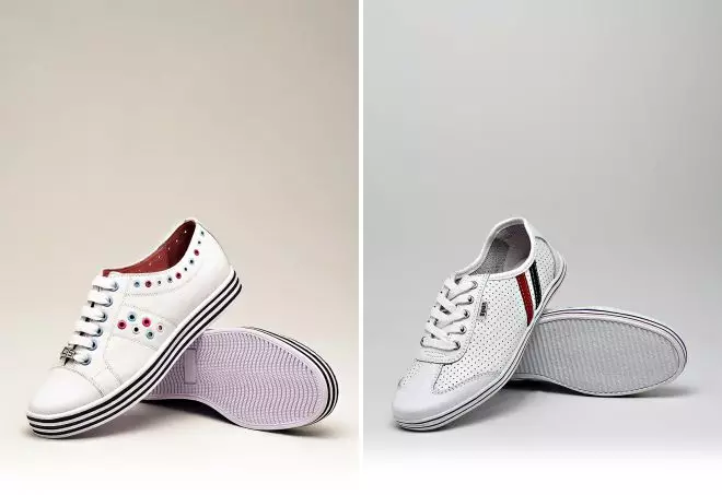Сәнді ақ түсті әйел кроссовкалар - кездейсоқтық және лакост, адидалар және Nike, биік және төмен, платформада және сына 66289_3