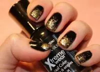 manicure ກັບ Gold Sparkles6