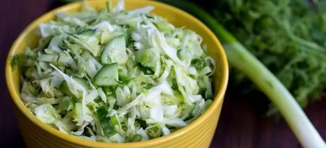 பெய்ஜிங் Cabbage சாலட் வெள்ளரிக்காய் கொண்டு - பட்டாணி, சோளம், தொத்திறைச்சி மற்றும் கோழி கொண்ட சமையல் 6895_7