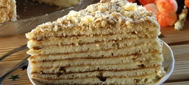 Cake in a frying pan with condensed milk