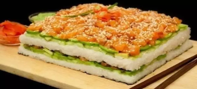 Sushi sing enak - Omong Rice, saus, autocado, pitik lan timun 7347_13