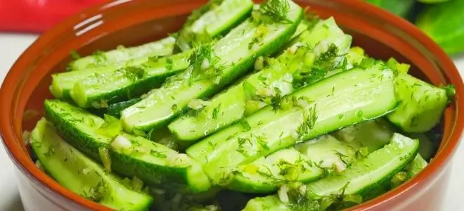 Recipe for crunchy low-headed cucumbers in a package, in a jar for the winter, with greens and vinegar 7629_12