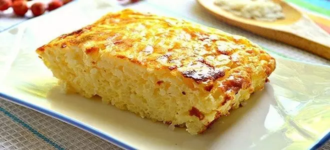 Casserole Casserole در کوره، به عنوان در مهد کودک - دستور العمل با برنج، ورمیکولوس، هویج و نیمه 7914_5