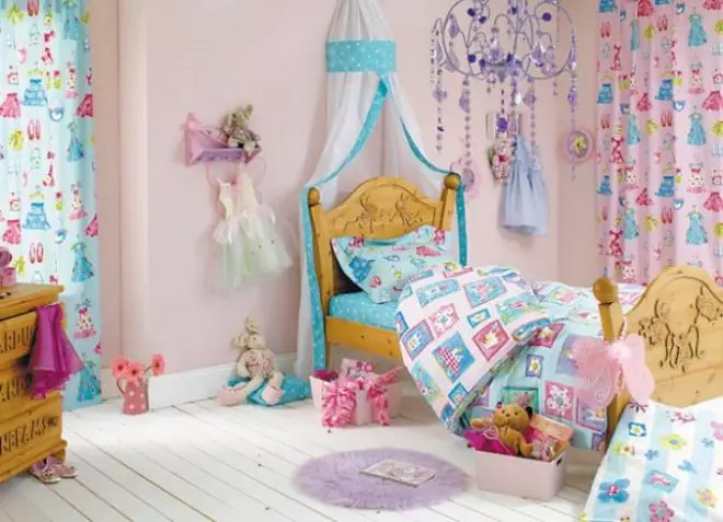 Gyermekszoba dekoráció lányok, fiú - fali ötletek, pál, mennyezet 8086_7